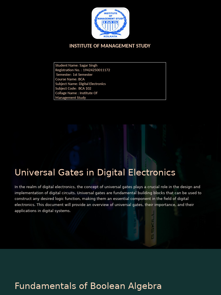 Universal Gates in Digital Electronics | PDF | Logic Gate | Electronic ...