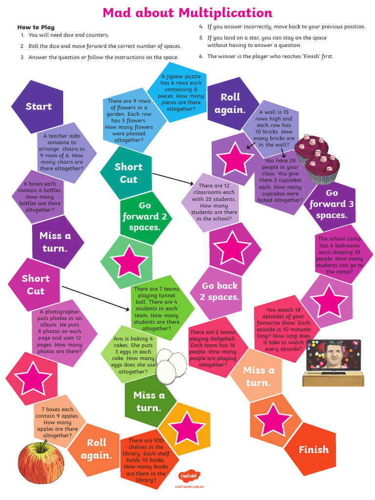 Multiplication Board Game Instructions | PDF
