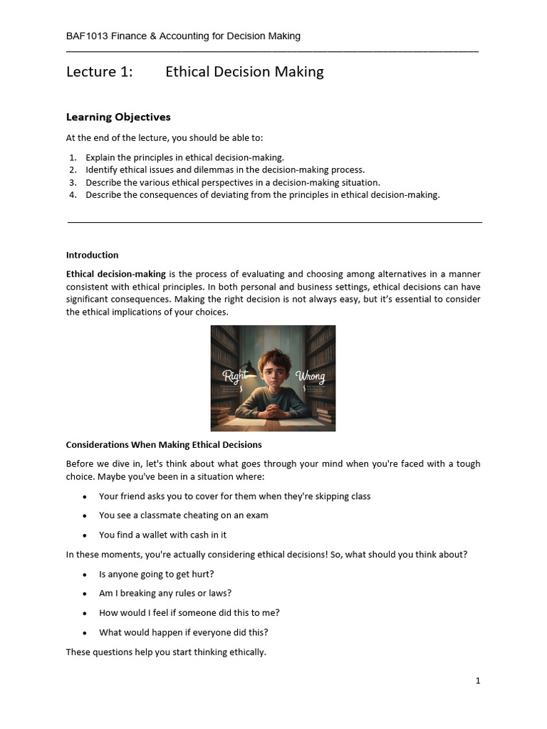 L01 Ethical Decision Making | PDF | Bullying | Decision Making