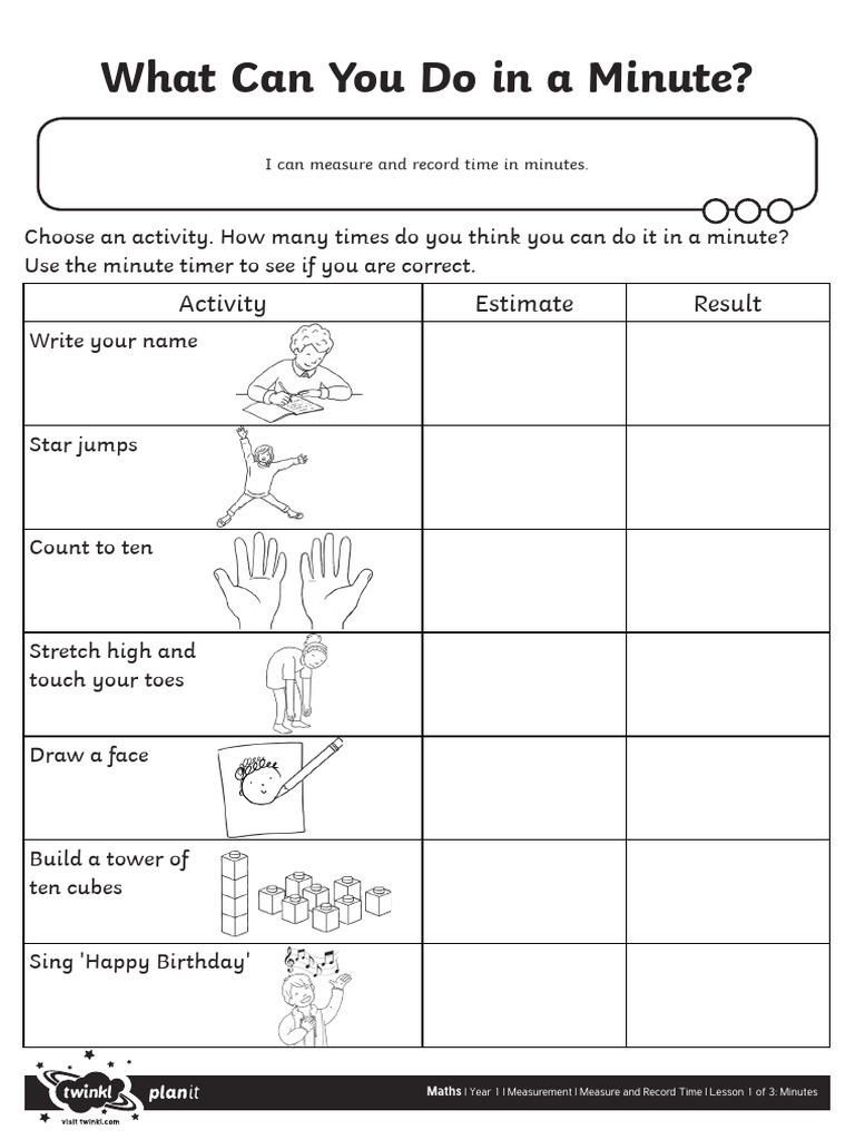 T N 5428 What Can You Do in A Minute Activity Sheet Ver 1 | PDF