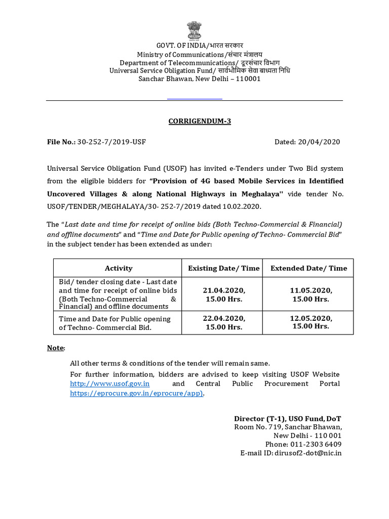 USOF Corrigendum and Agreement | PDF
