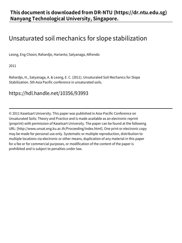 Unsaturated Soil Mechanics for Slope Stability | PDF | Groundwater | Soil Mechanics