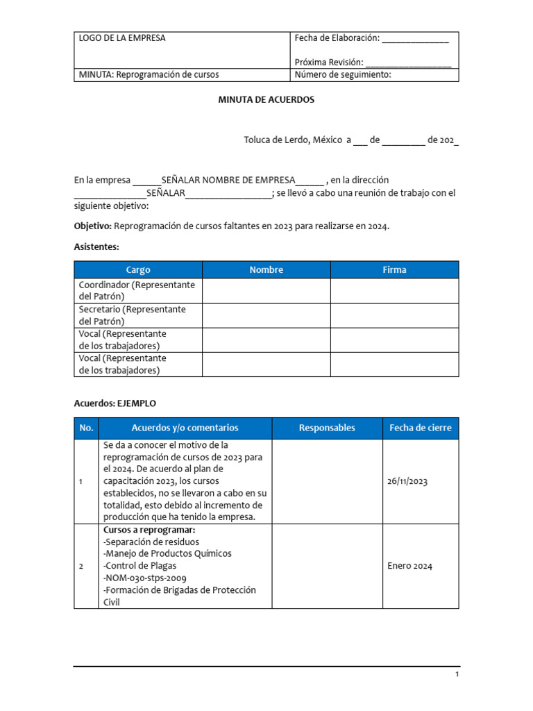 Minuta Cmca Ejemplo | PDF