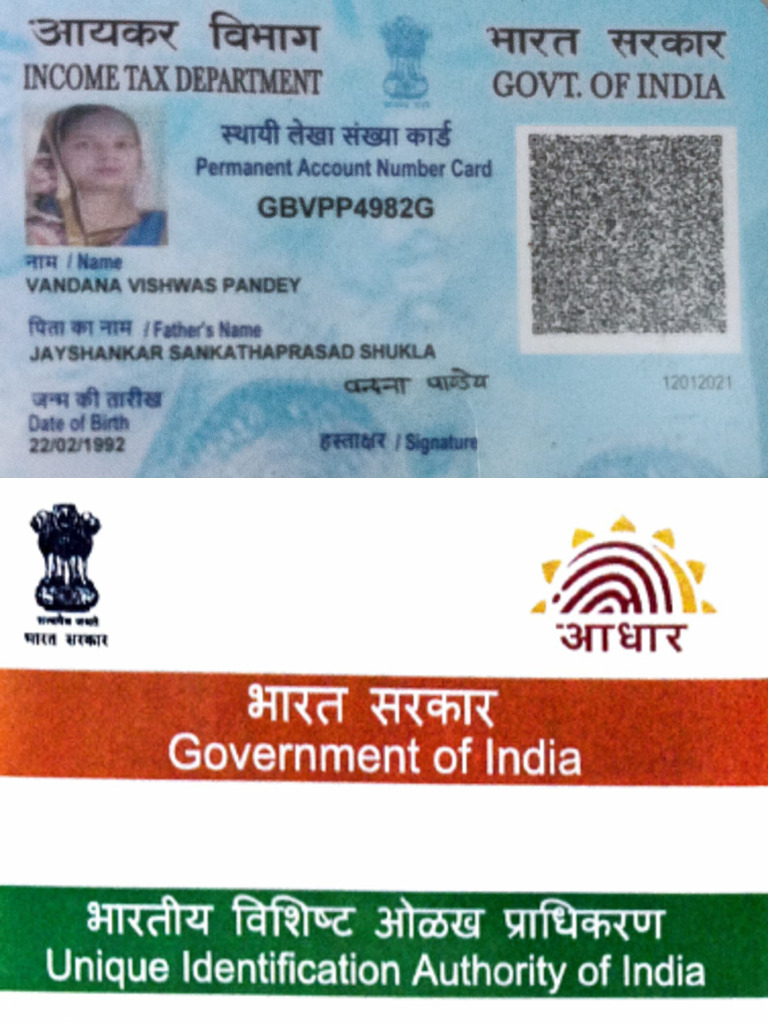 Vandana Pan Card and Aadhar Card | PDF