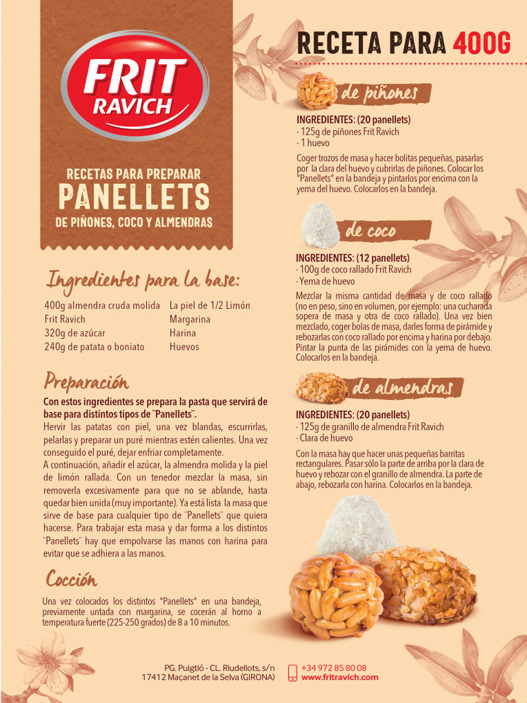 Receta Panellets 400G Cast | PDF | Cocina europea | Cocinando