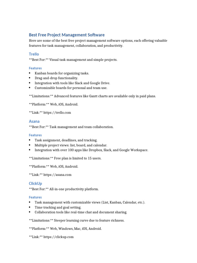 Top Free Project Management Tools | PDF | Ios | Application Software