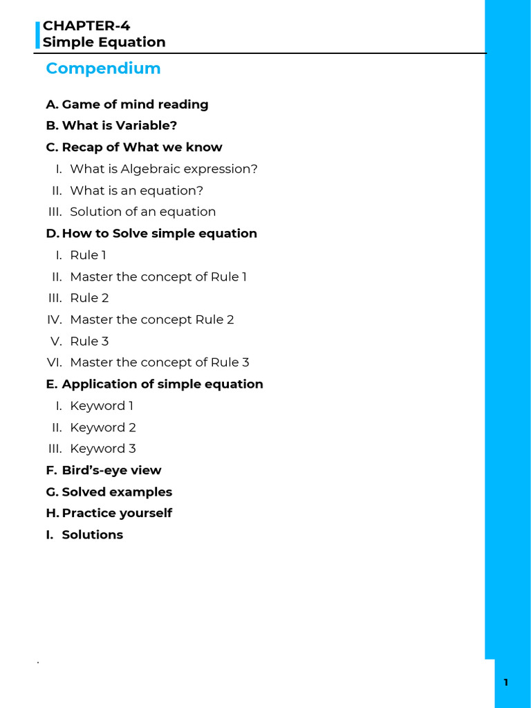 Simple Equations: Concepts & Solutions | PDF | Equations | Numbers