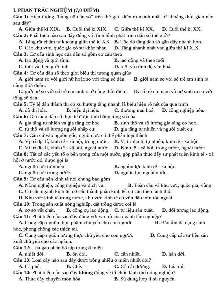 Đề Cương Ôn Tập 10 Gk 2 | PDF