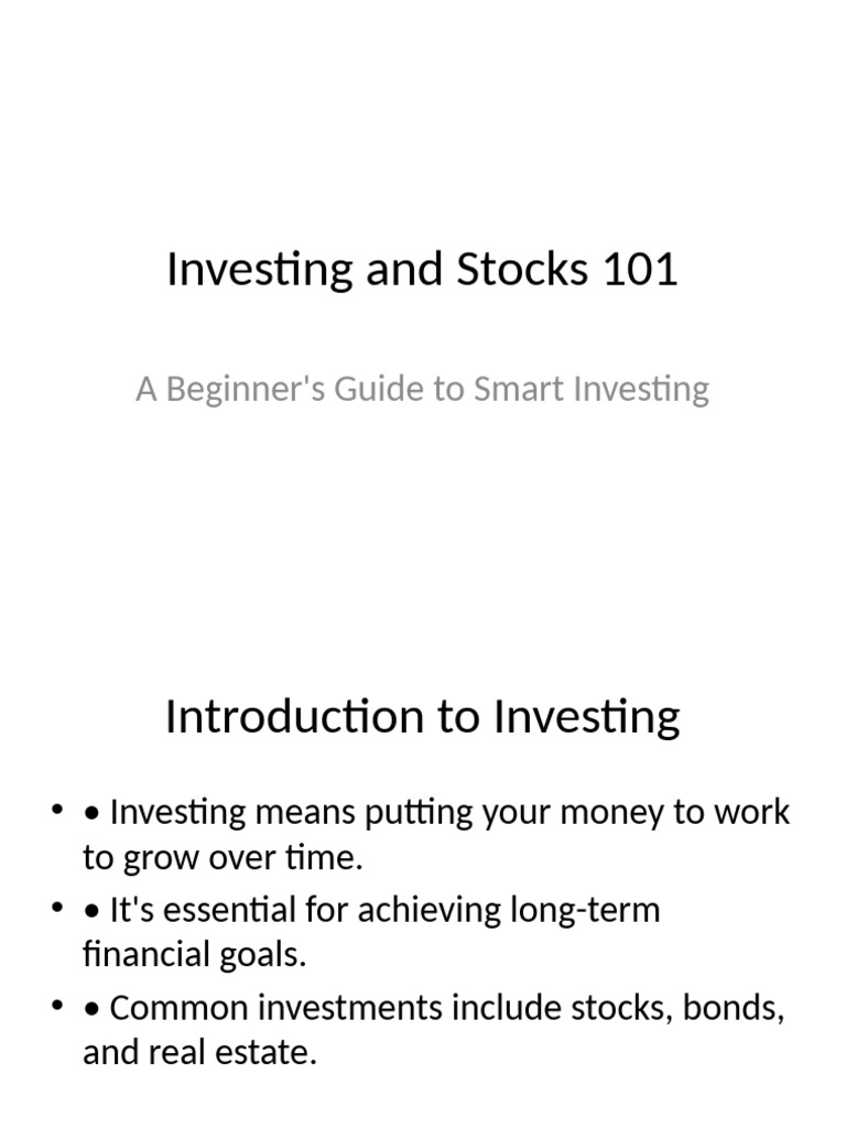 Investing and Stocks 101 | PDF