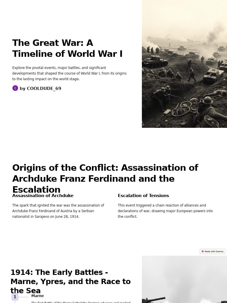 World War I: Key Events Timeline | PDF | World War I | German Empire