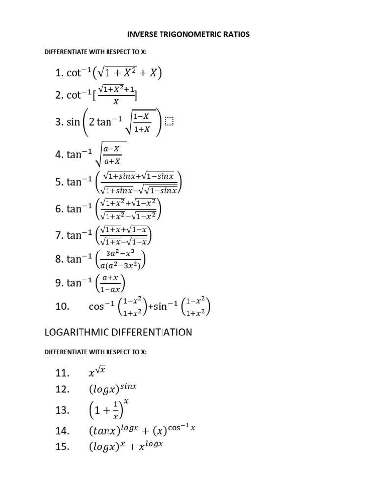 Inverse Trigonometric Ratios | PDF | Trigonometric Functions ...