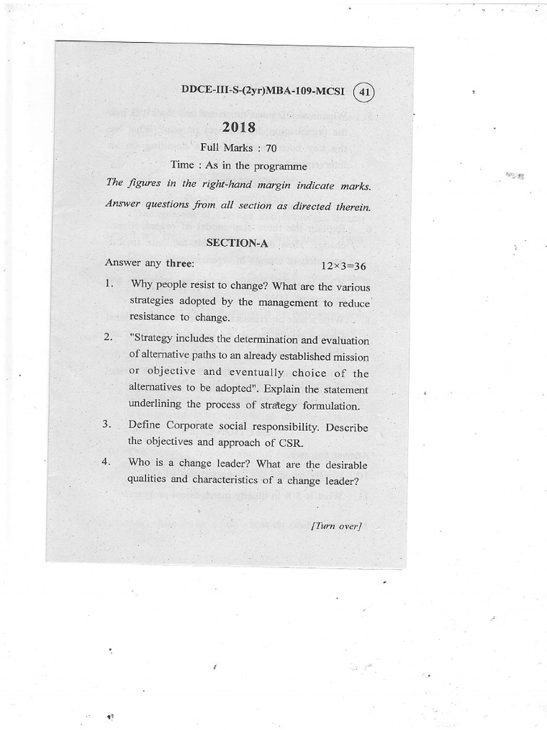 1 MBA 3RD SEM 2018 HELD IN DECEMBER 2018 (1) | PDF | Corporate Social Responsibility | Change ...