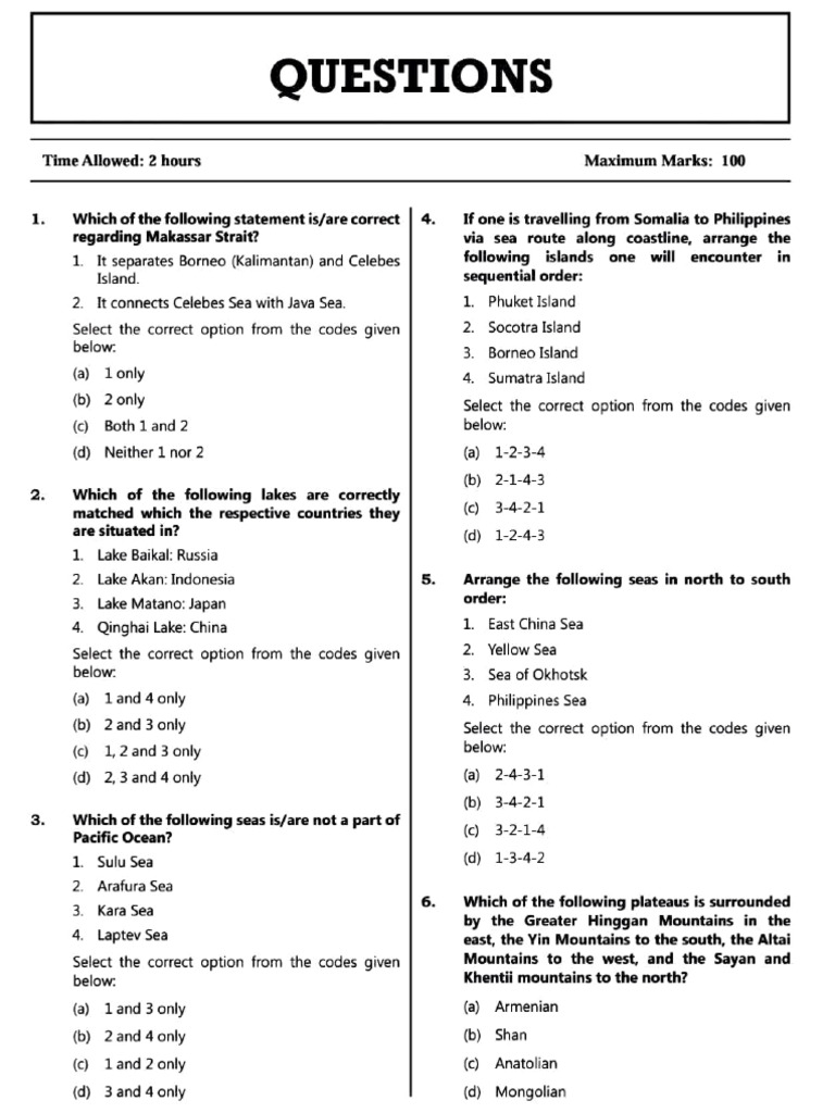 30 MCQ geo | PDF | Plateau | Arabian Peninsula