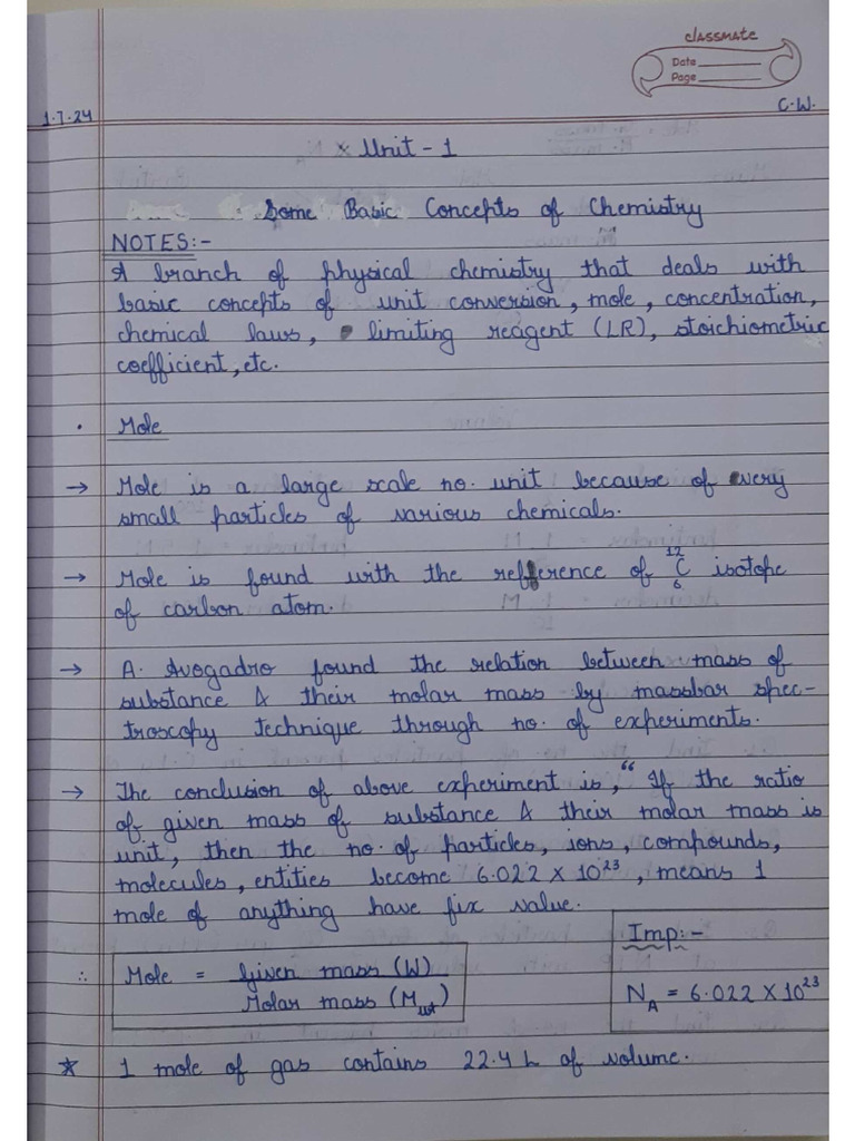 11 - Chemistry Unit-1 | PDF