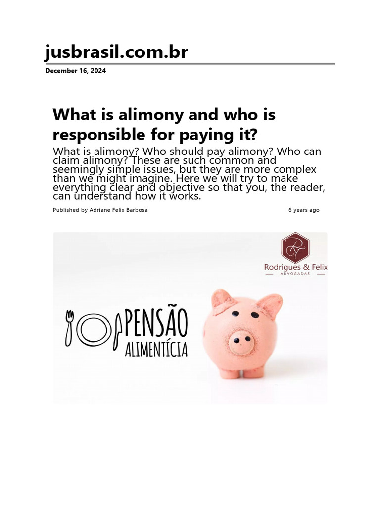 Alimony: Who Pays and Claims? | PDF | Alimony | Family