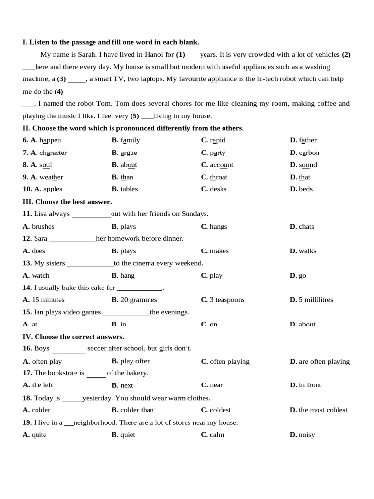 De Thi Hoc Ki 1 Tieng Anh 10 Right On de So 1 1668220470 | PDF