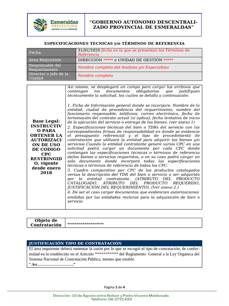 Modelo de TDR Liberacion de CPC | PDF | Presupuesto