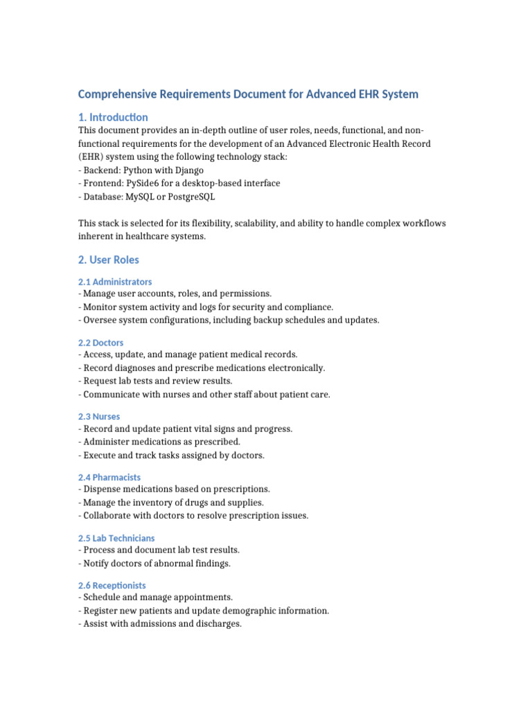 Advanced EHR Requirements Document AI ML | PDF | Medical Imaging ...