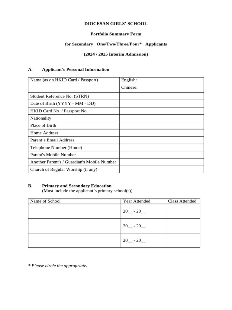 S1-4 Application - Portfolio Summary Form | PDF