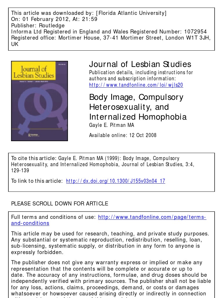 Body Image, Compulsory Heterosexuality, and Internalized Homophobia ...