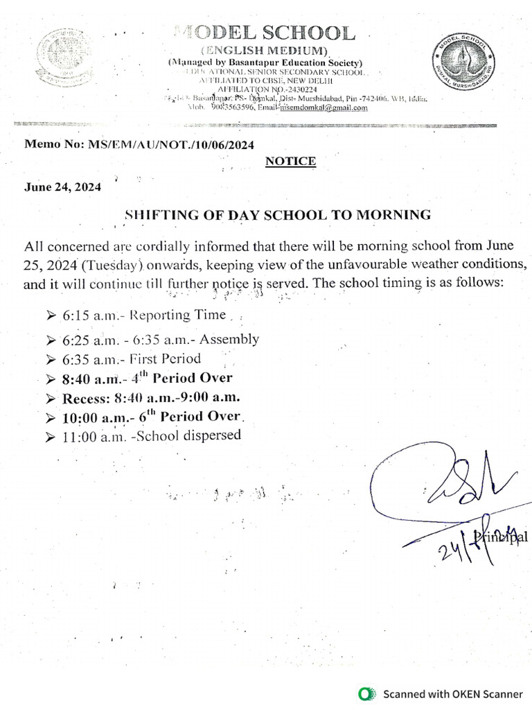 Notice For Morning School | PDF