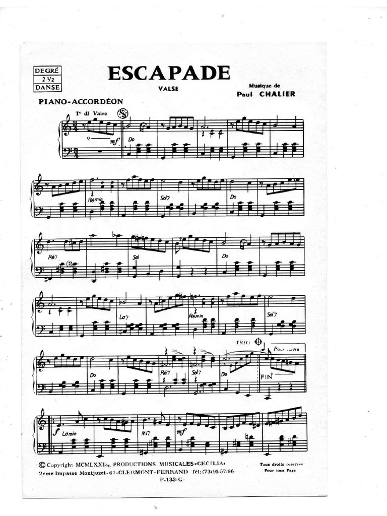 ESCAPADE (Valse) - Paul Chalier | PDF
