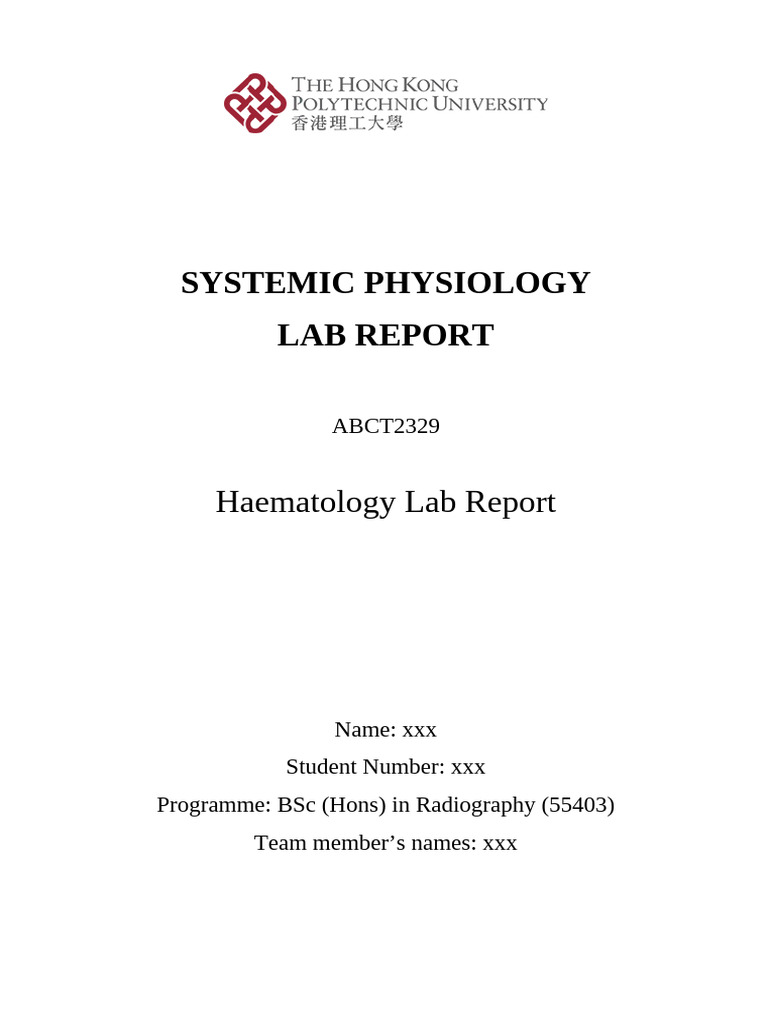 PolyU CVS Lab Report | PDF | Blood | Hemoglobin