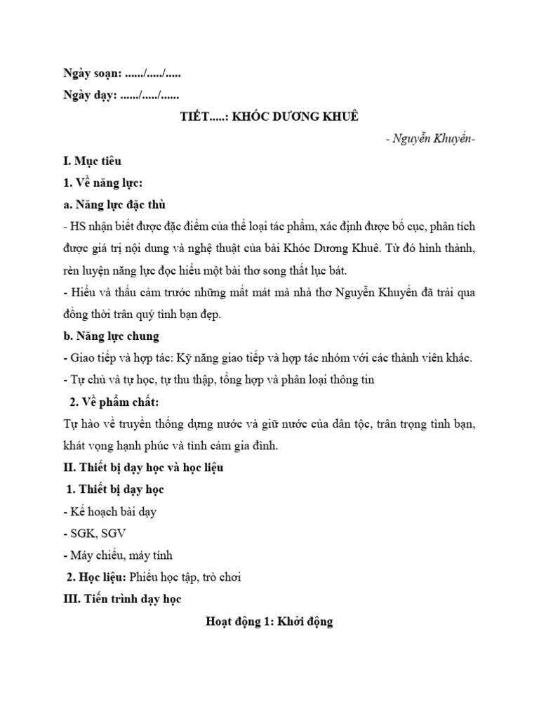 NV9 CÁNH DIỀU - KHÓC DƯƠNG KHUÊ, THTV - BẢN WORD | PDF