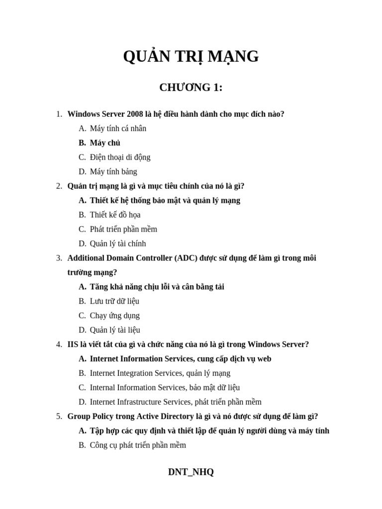 QUẢN TRỊ MẠNG | PDF