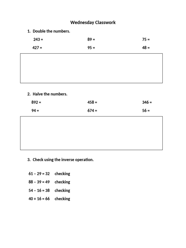 Wednesday Classwork | PDF