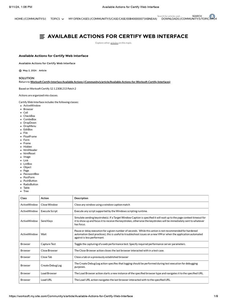 Available Actions For Certify Web Interface Pdf Object Computer 1774