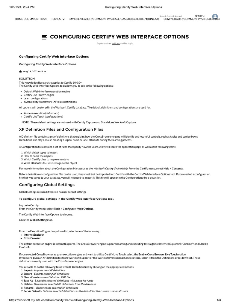 Configuring Certify Web Interface Options | PDF | Internet Explorer | Web Application