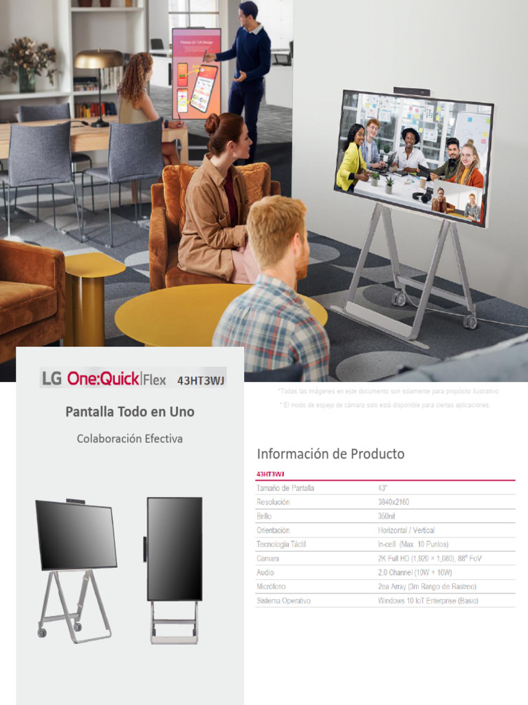 OneQuick Flex 43HT3WJ For Business DataSheet-Esp | PDF | Videotelefonía | Pantalla táctil