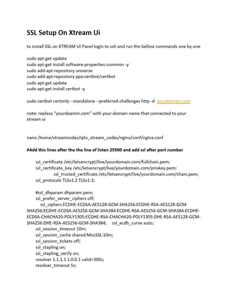 SSL Setup On Xtream Ui Compress | PDF