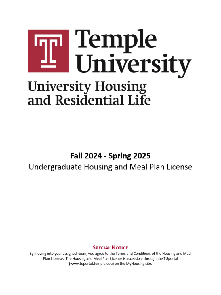 Undergraduate Housing License 2024-2025 | PDF | Fee | License