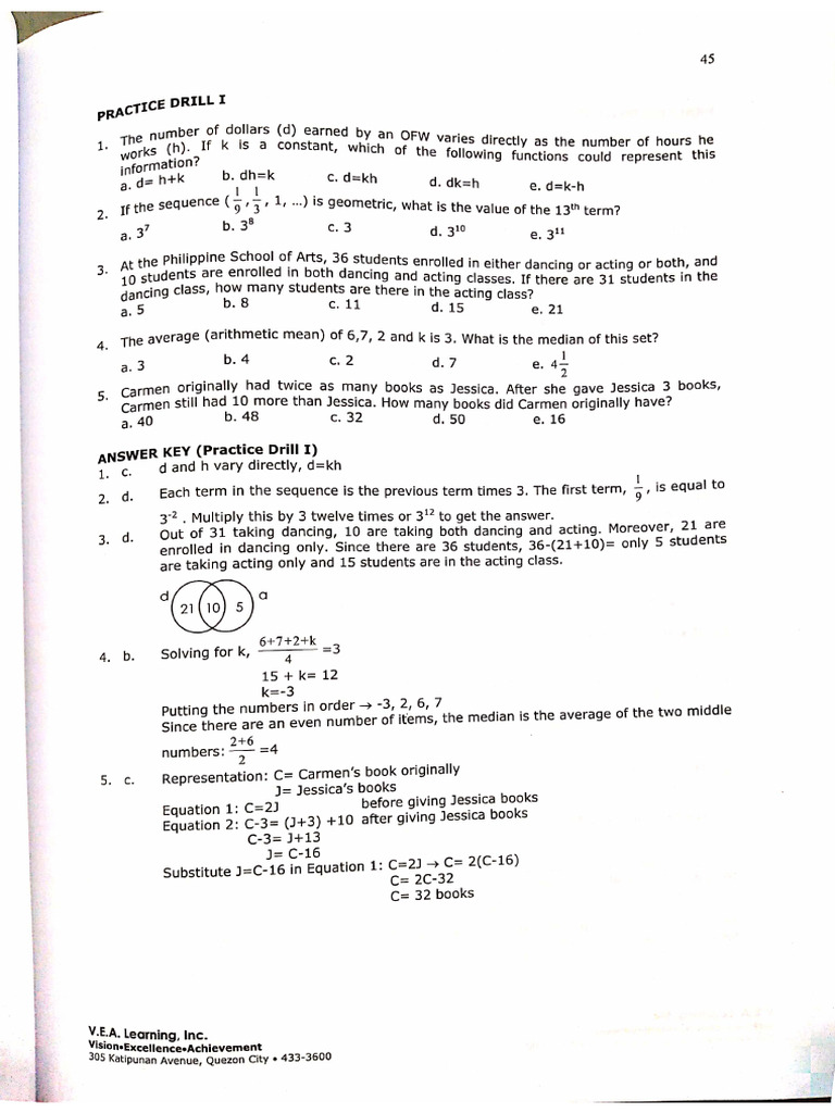 Math Practice Drill | PDF