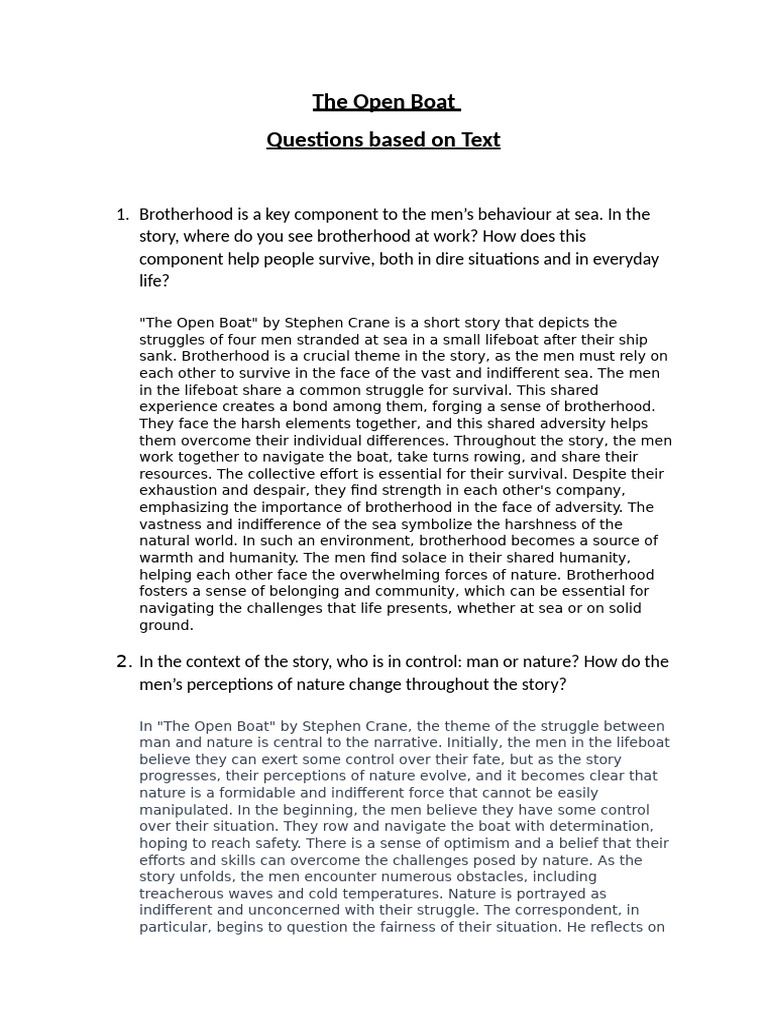 The Open Boat Q-Ans | PDF