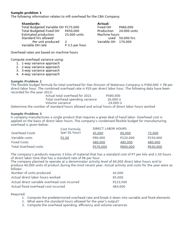 Sample Problems OH Variance | PDF | Variance | Statistical Analysis