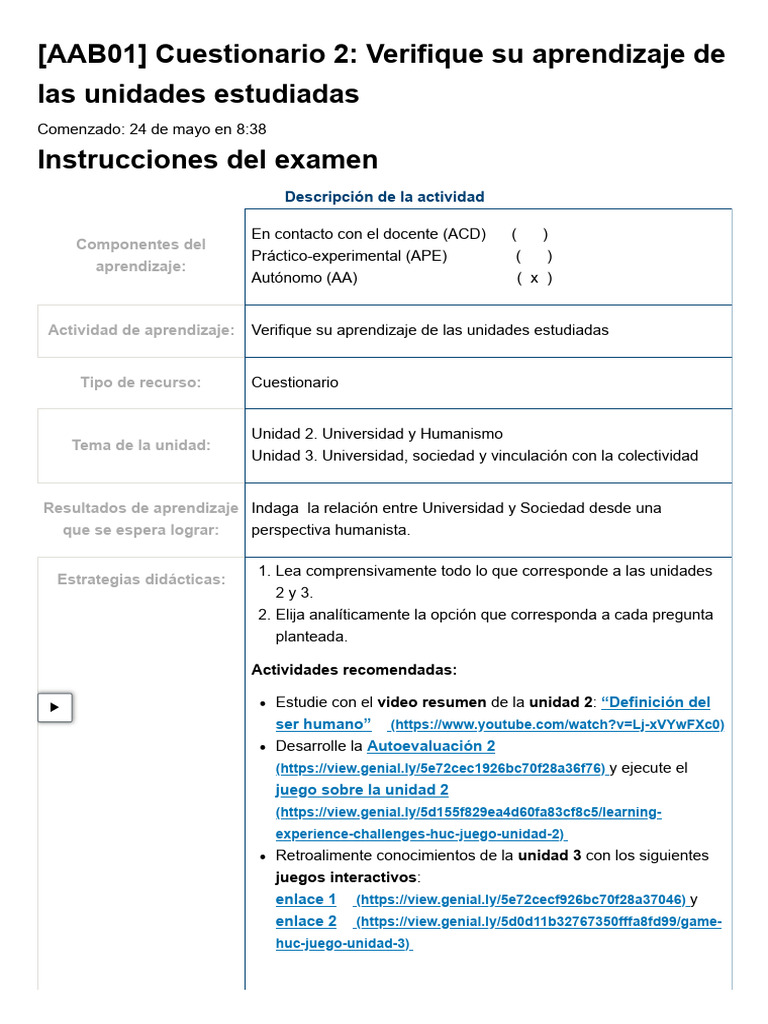 Examen_ [AAB01] Cuestionario 2_ Verifique su aprendizaje de las unidades estudiadas | PDF | Verdad