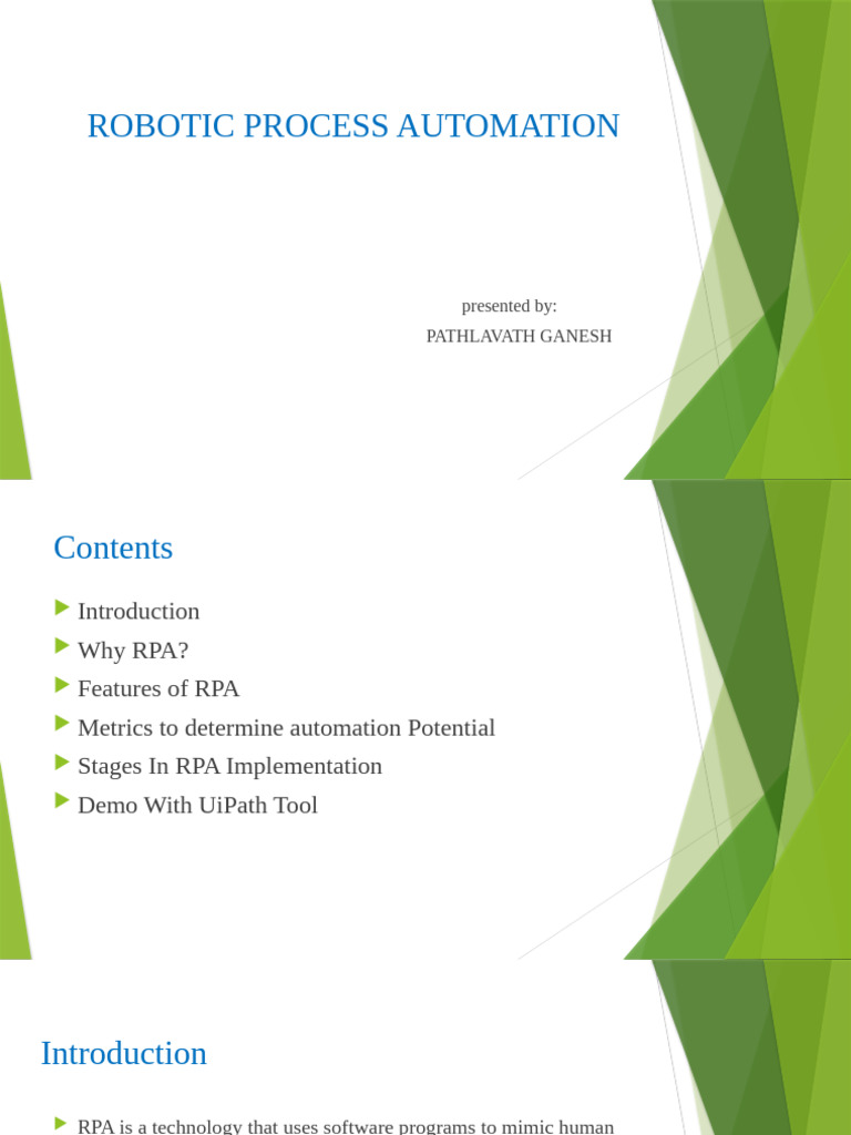 Robotic Process Automation: Presented By: Pathlavath Ganesh | PDF