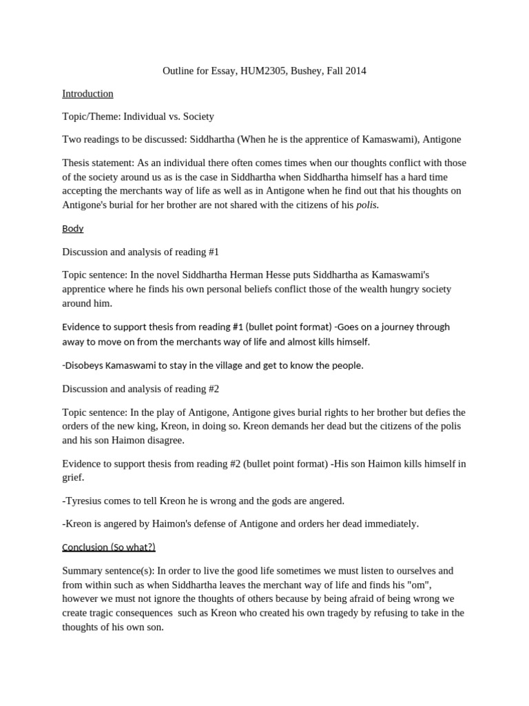Good Life Essay Outline University of Flor | PDF