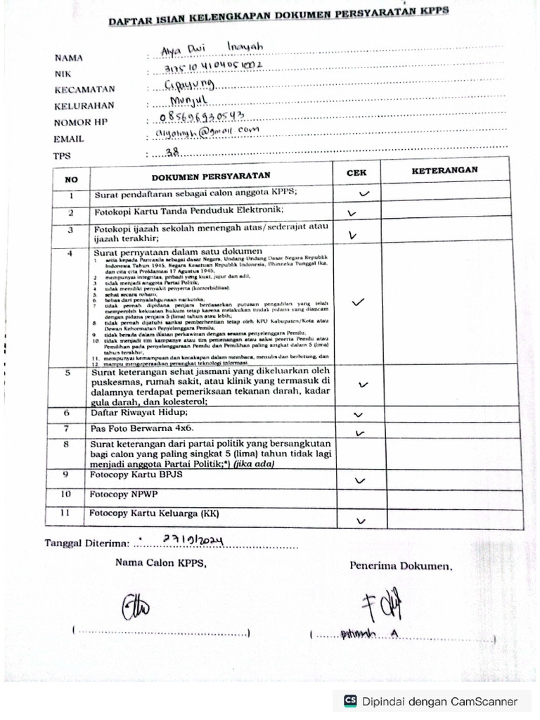 daftar isian kelengkapan. alya | PDF daftar isian kelengkapan. alya | PDF