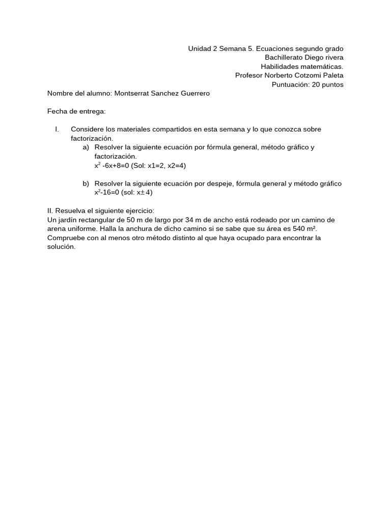 Montserrat Sanchez - Unidad 2 Semana 5 | PDF