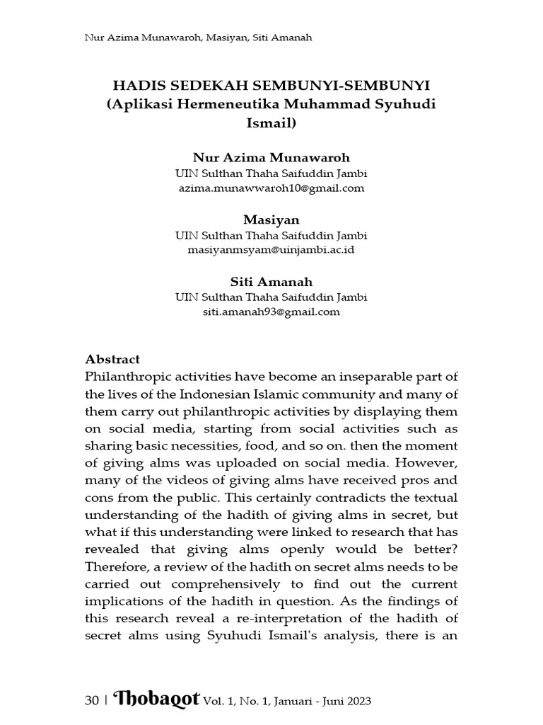 30-51 Hadis+Sedekah+Sembunyi Azima | PDF