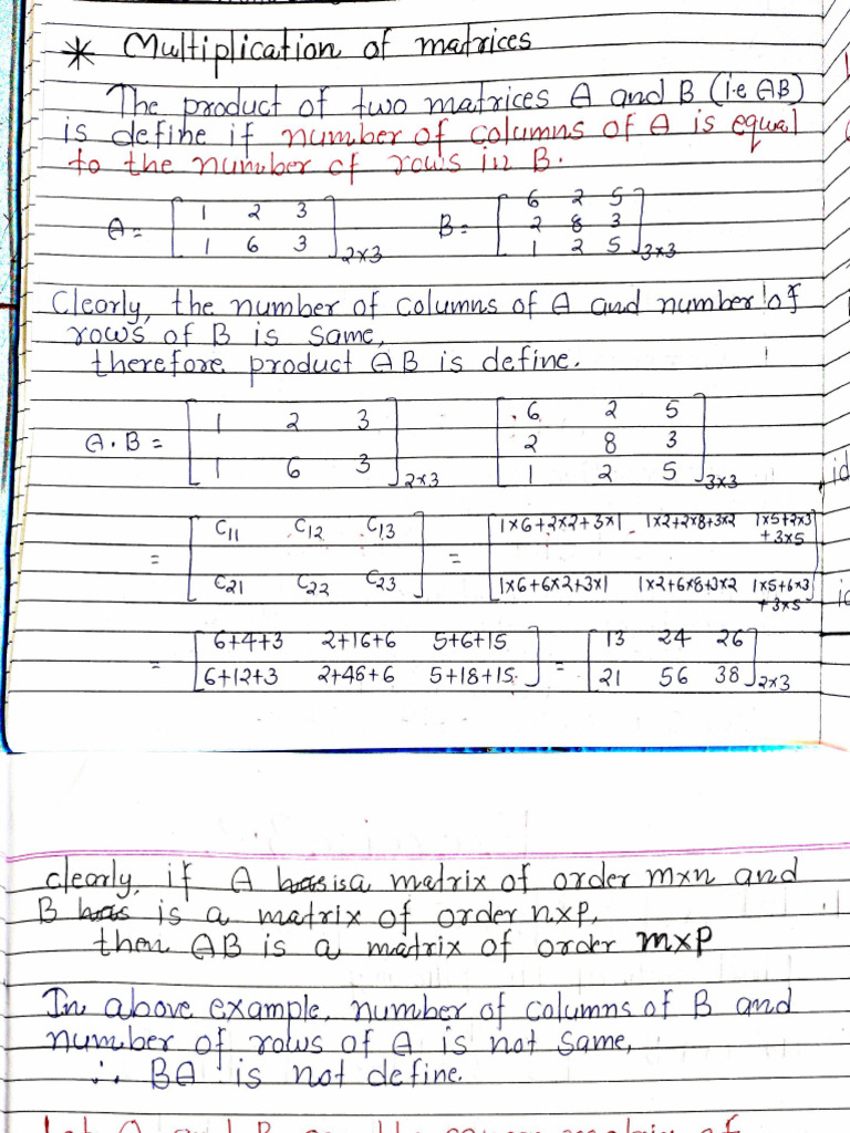 Multiplication of Matrices | PDF