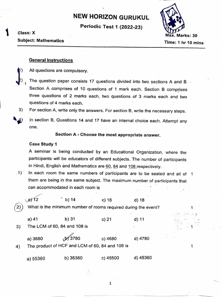 MATHS PT-1 paper grade 9 new hrzn | PDF