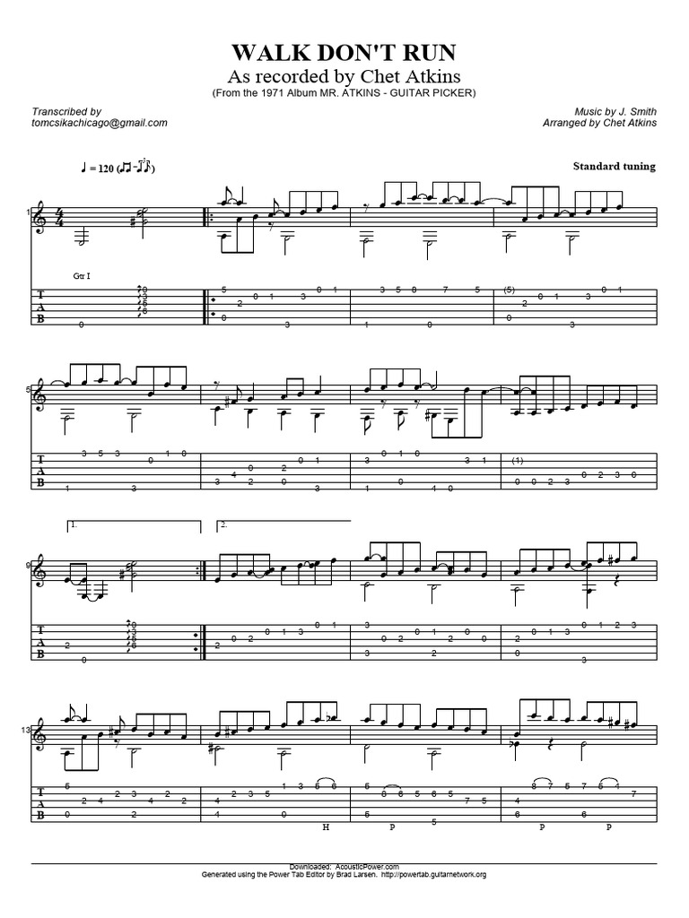 Chet Atkins "Walk Don't Run" Tab | PDF