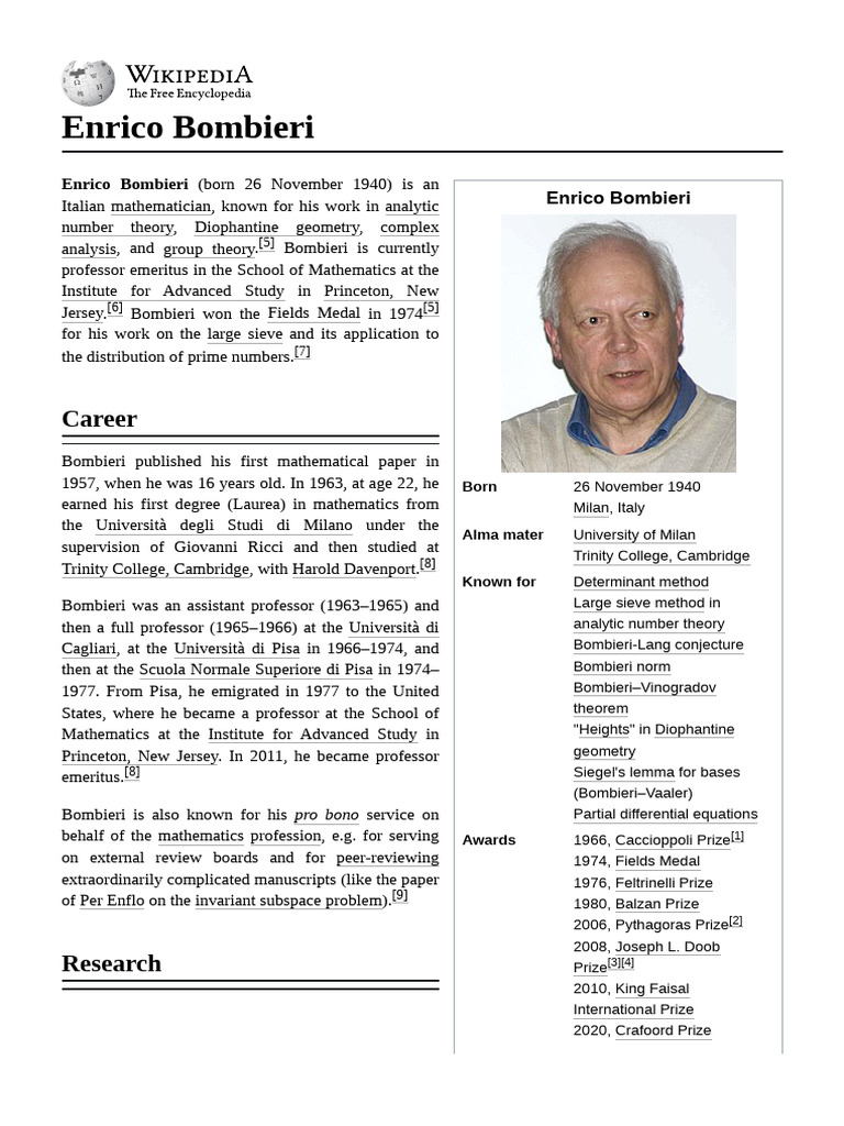 Enrico_Bombieri | PDF | Mathematics