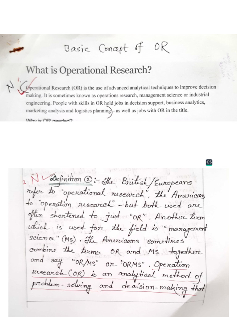 Operation Research Notes | PDF