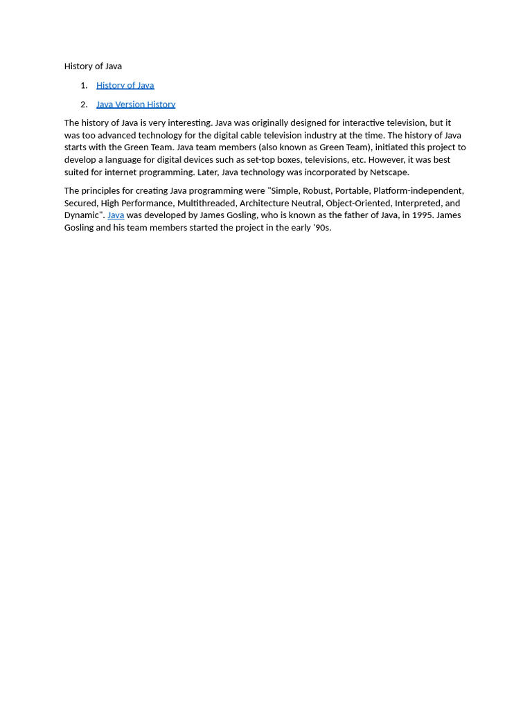 History of Java | PDF